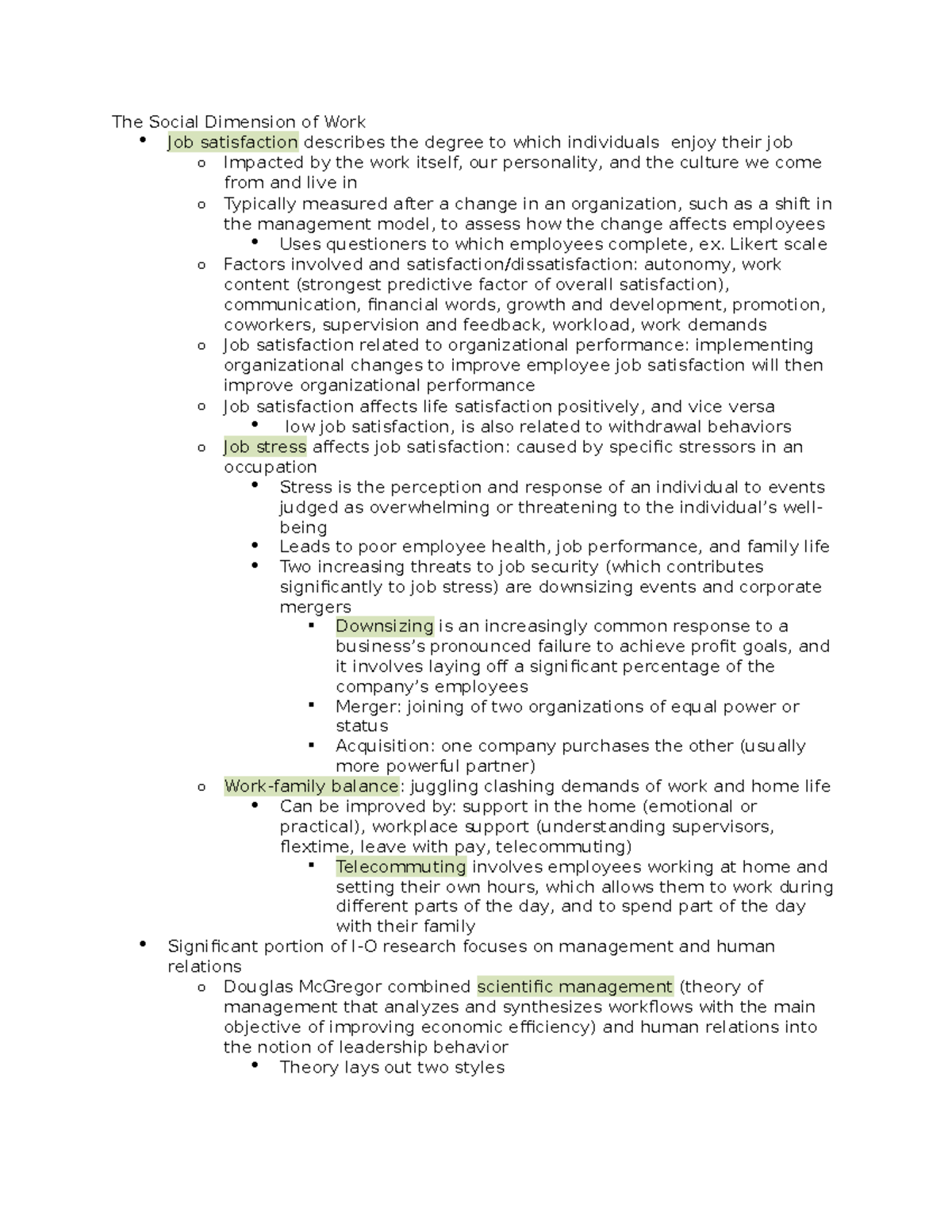 The Social Dimension of Work - Likert scale o Factors involved and ...