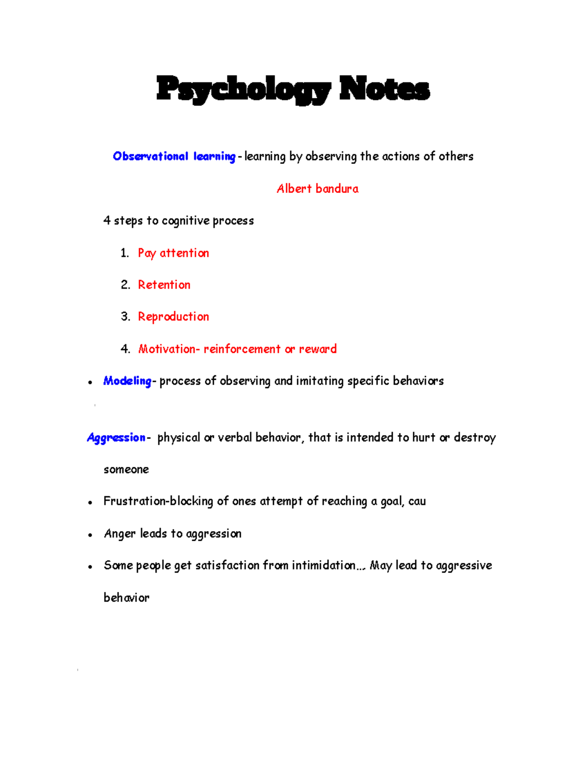 Psychology Notes - Motivation/Personality - Psychology Notes ...