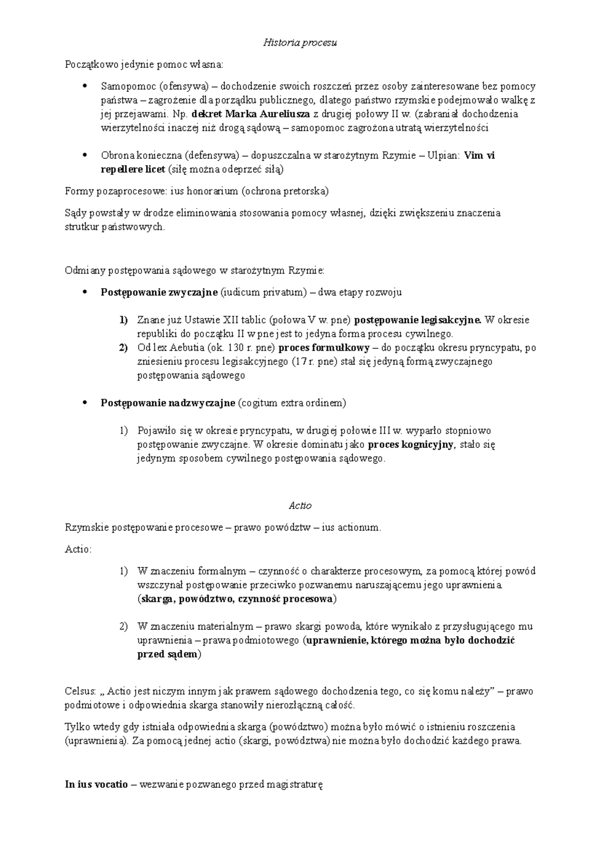 Prawo rzymskie - proces, materiał z książki - Historia procesu ...