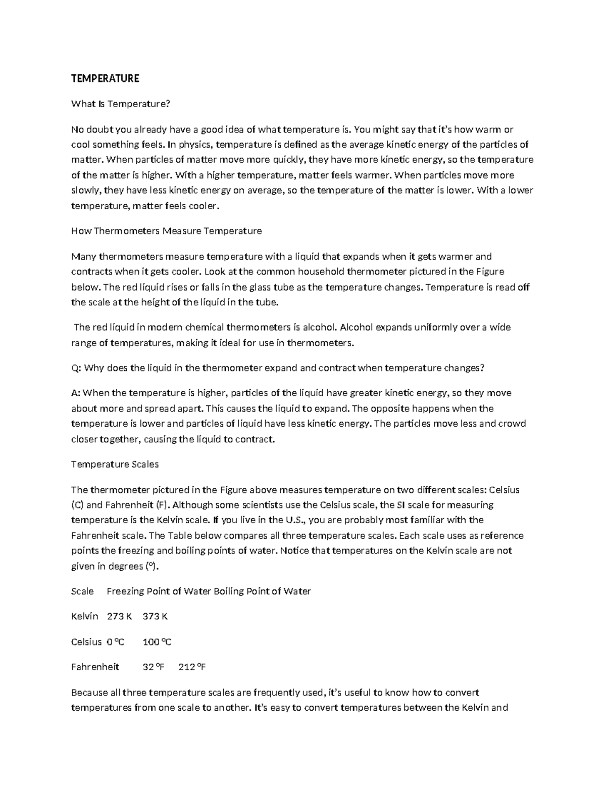 TEmpearture - N/a - TEMPERATURE What Is Temperature? No doubt you ...