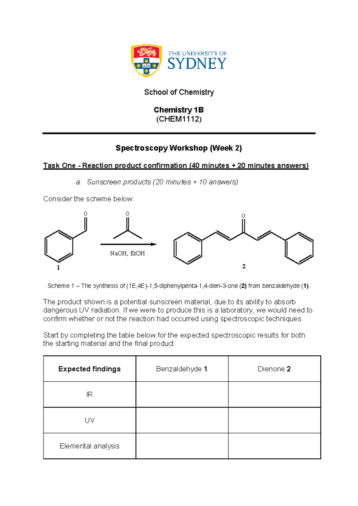 CHEM1112, 2023, Worksheet 2 - School of Chemistry Chemistry 1B ...