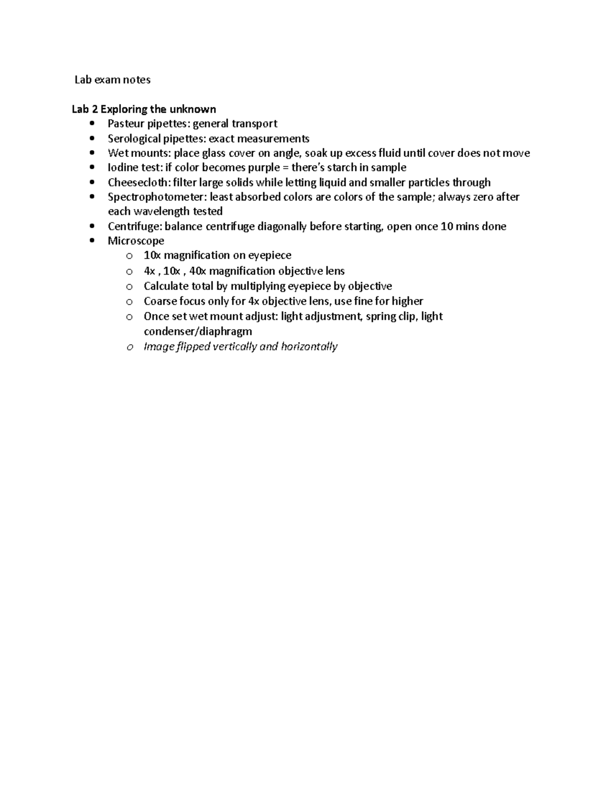 BISC101 lab exam summary - Lab exam notes Lab 2 Exploring the unknown ...