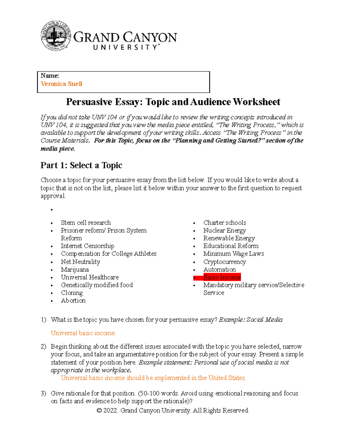 T1 Topicand Audience Worksheet PHI105 Persuasive Essay Planning ...