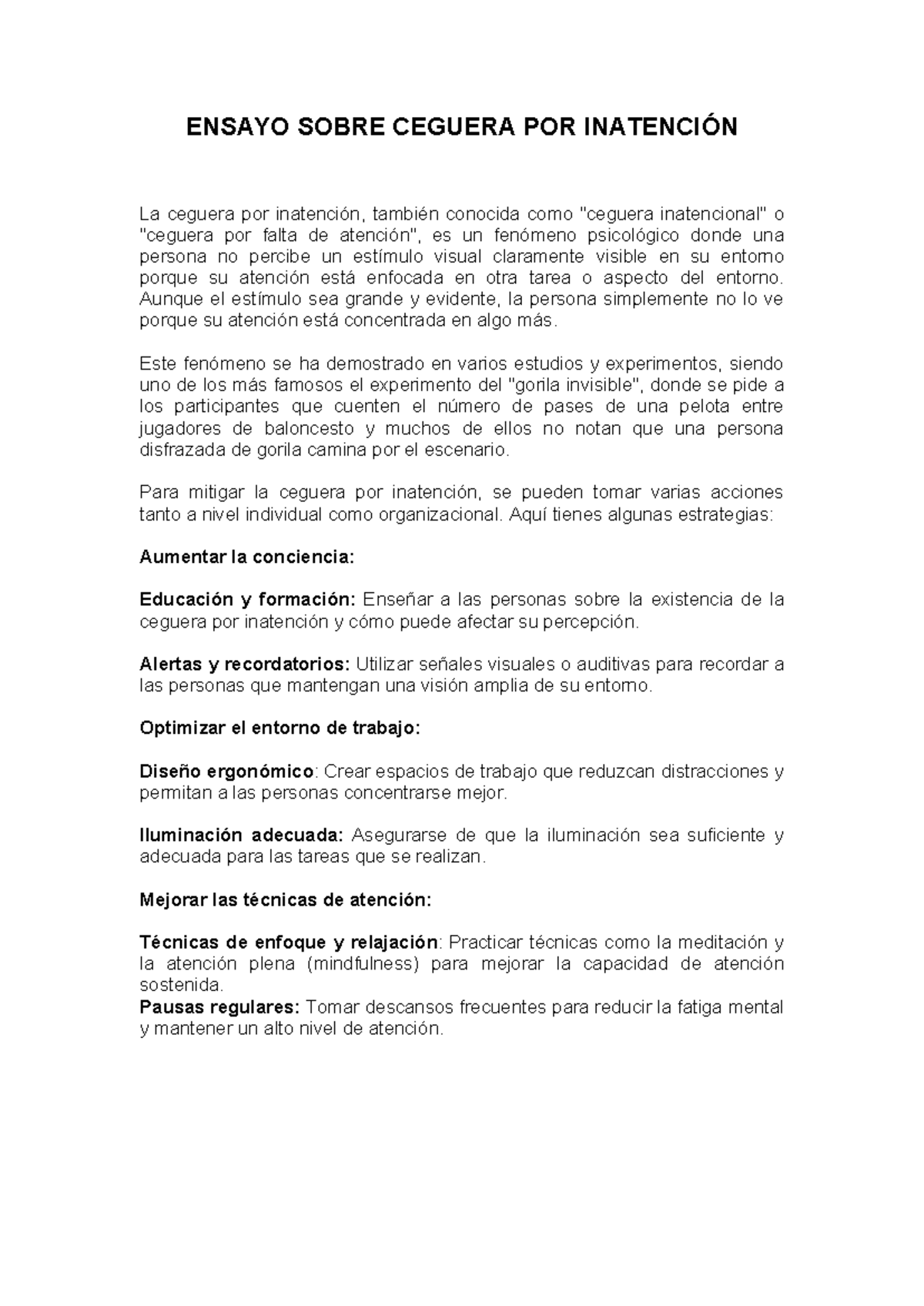 Ensayo - ENSAYO SOBRE CEGUERA POR INATENCIÓN La ceguera por inatención ...