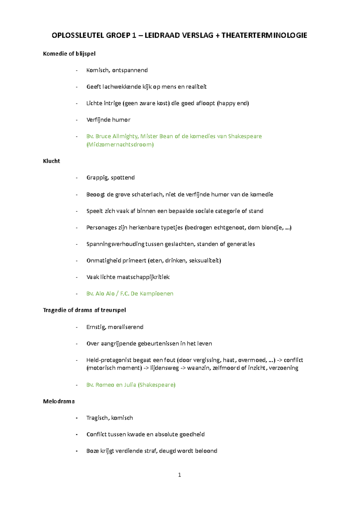 NE6 Oplossleutel ICT theaterterminologie leidraad verslag beide groepen ...