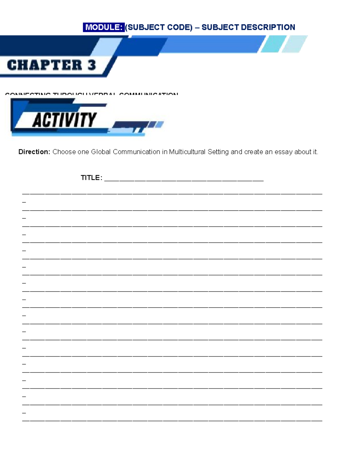 Activity 03 - There you go - MODULE: (SUBJECT CODE) – SUBJECT ...