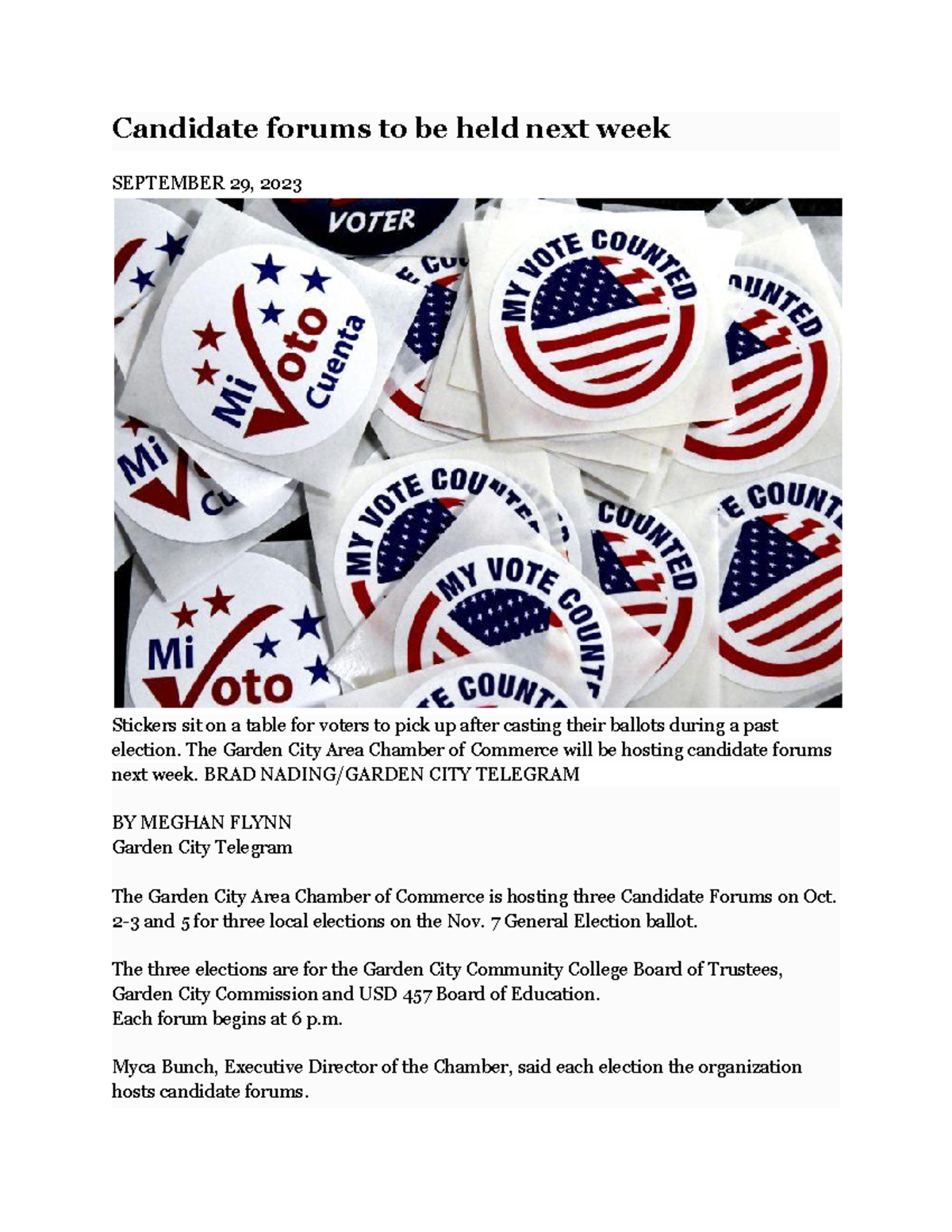 [Template] Candidate forums to be held next week - Candidate forums to ...