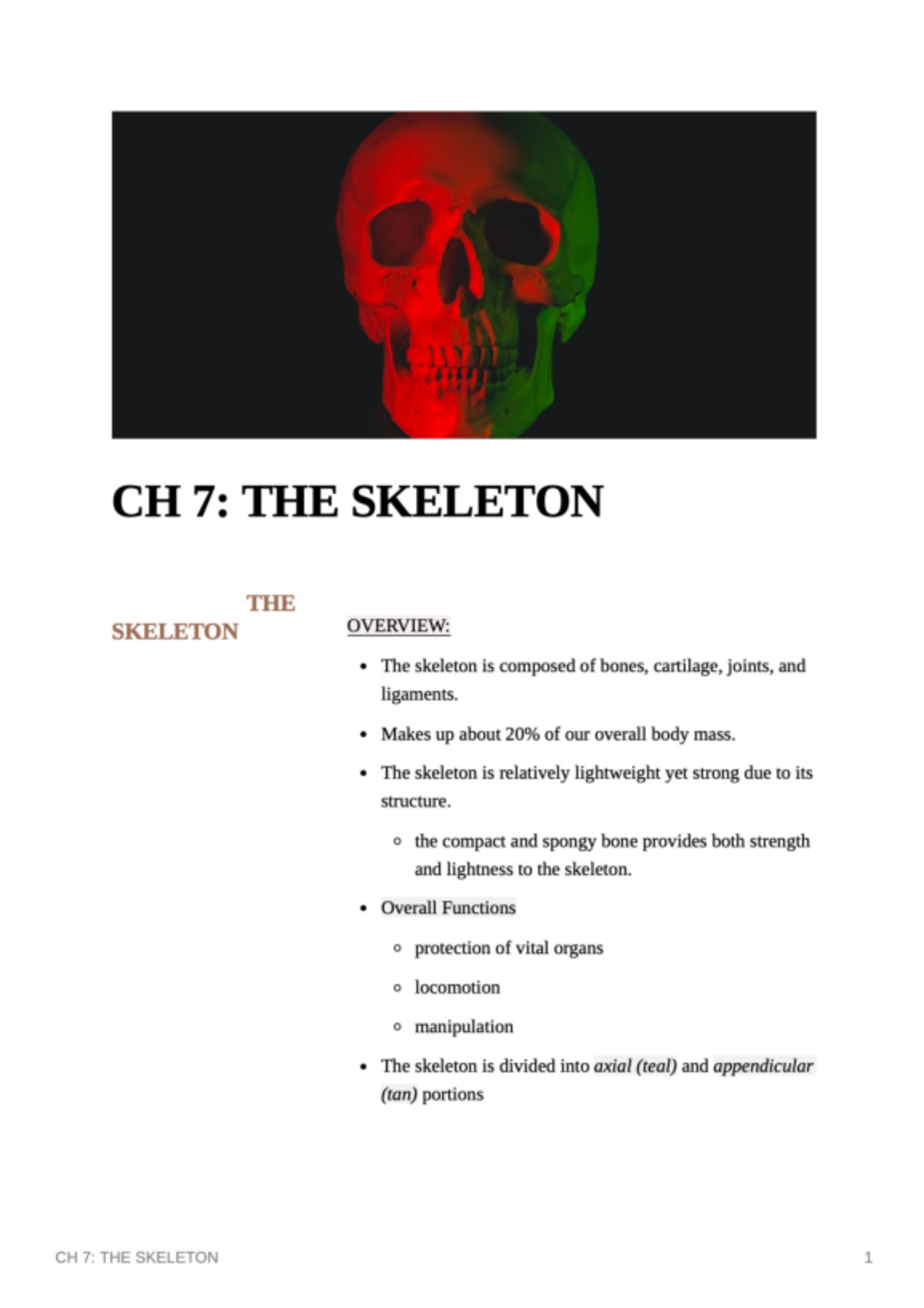 CH 7- The Skeleton ( Victor Valley College BIOL-211) - BIOL-211 - Studocu