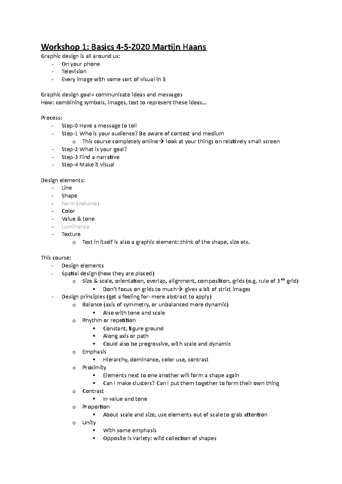 Graphic Design notes - Workshop 1: Basics 4-5-2020 Martijn Haans ...