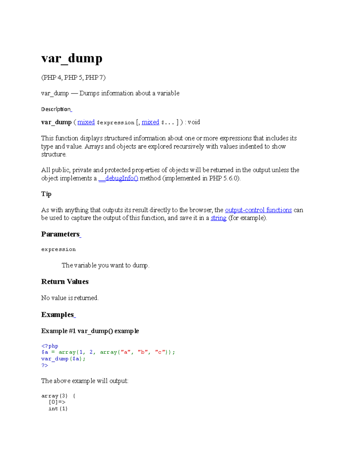 Notes - lecture note - var_dump (PHP 4, PHP 5, PHP 7) var_dump — Dumps ...