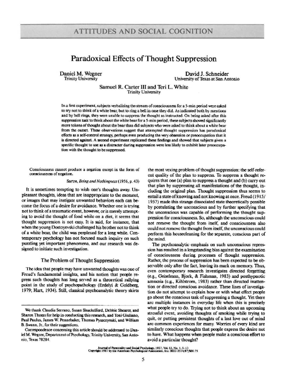 Sp Ar1 Paradoxical Effects Of Thought Suppression Article Journal