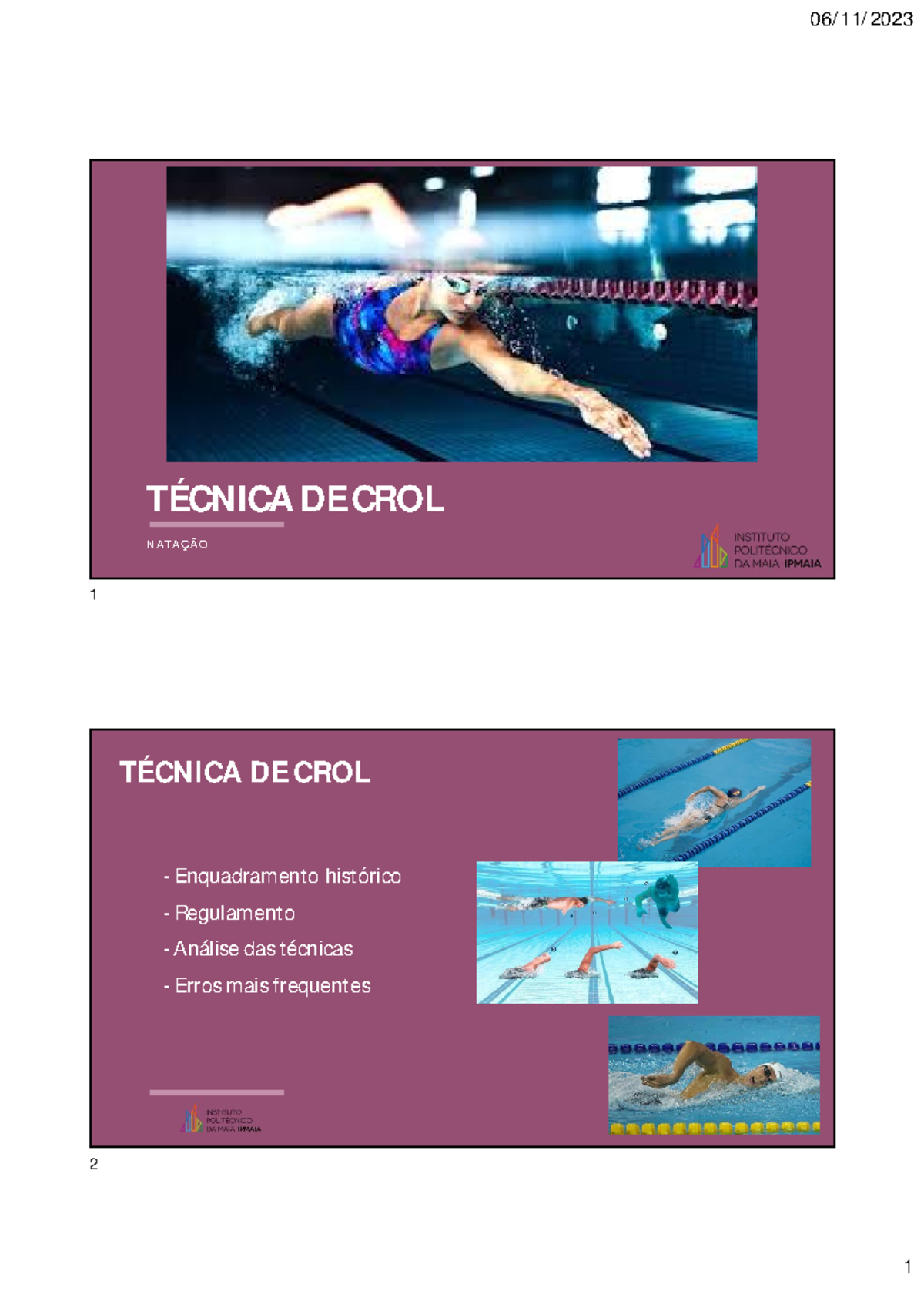 Técnica de Crol - crol - TÉCNICA DE CROL N A TA Ç Ã O TÉCNICA DE CROL ...