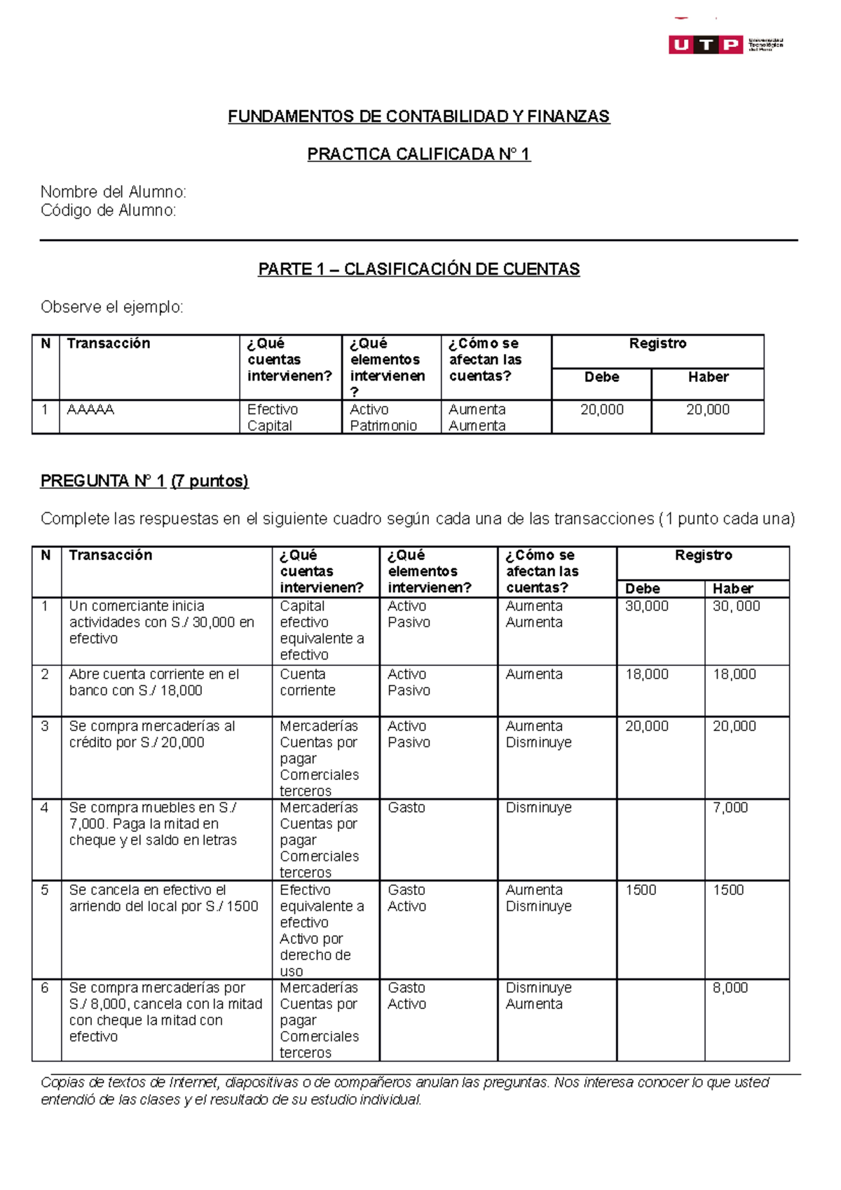 PC1 16 - PC1 contabilidad - FUNDAMENTOS DE CONTABILIDAD Y FINANZAS ...