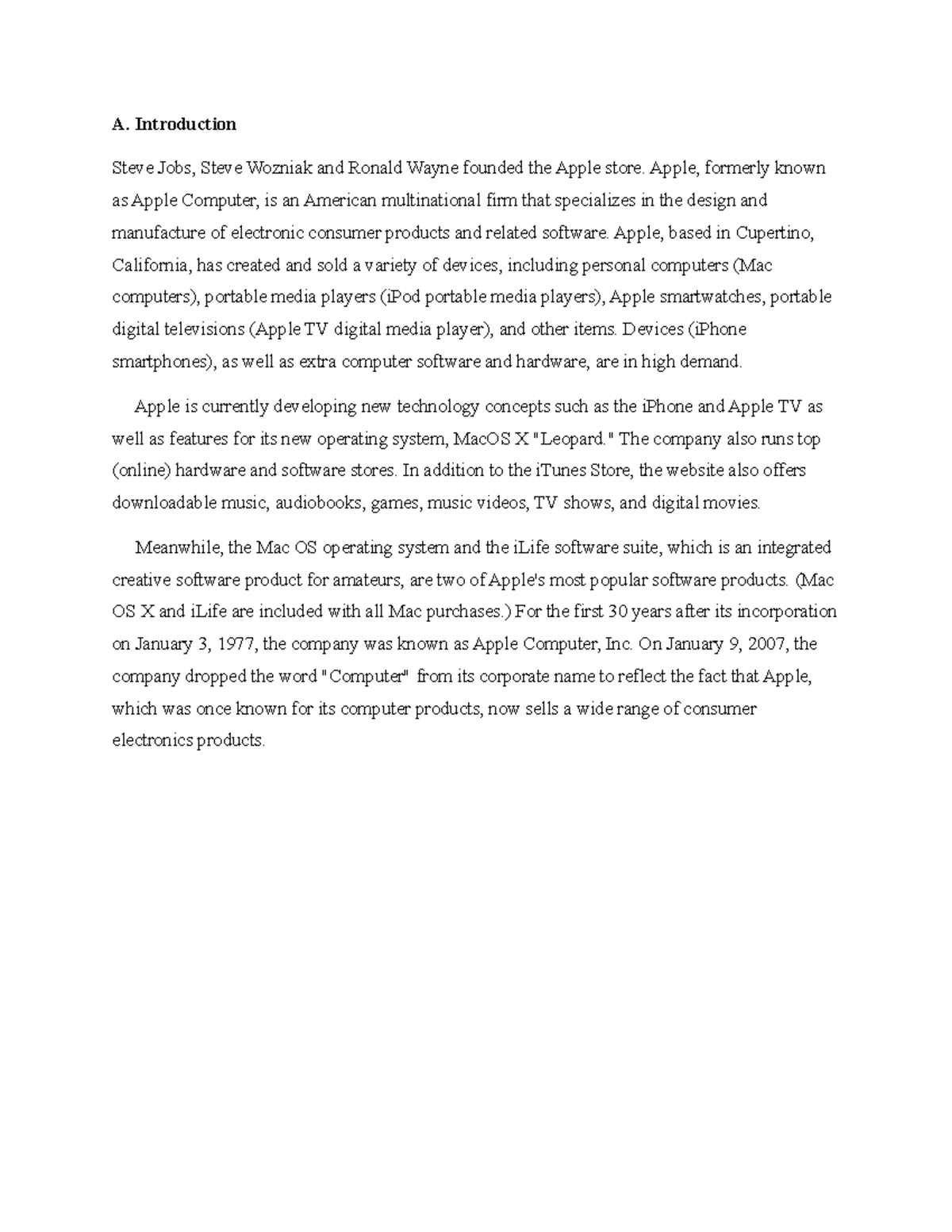 MKT 410 Individual Assignment - A. Introduction Steve Jobs, Steve ...