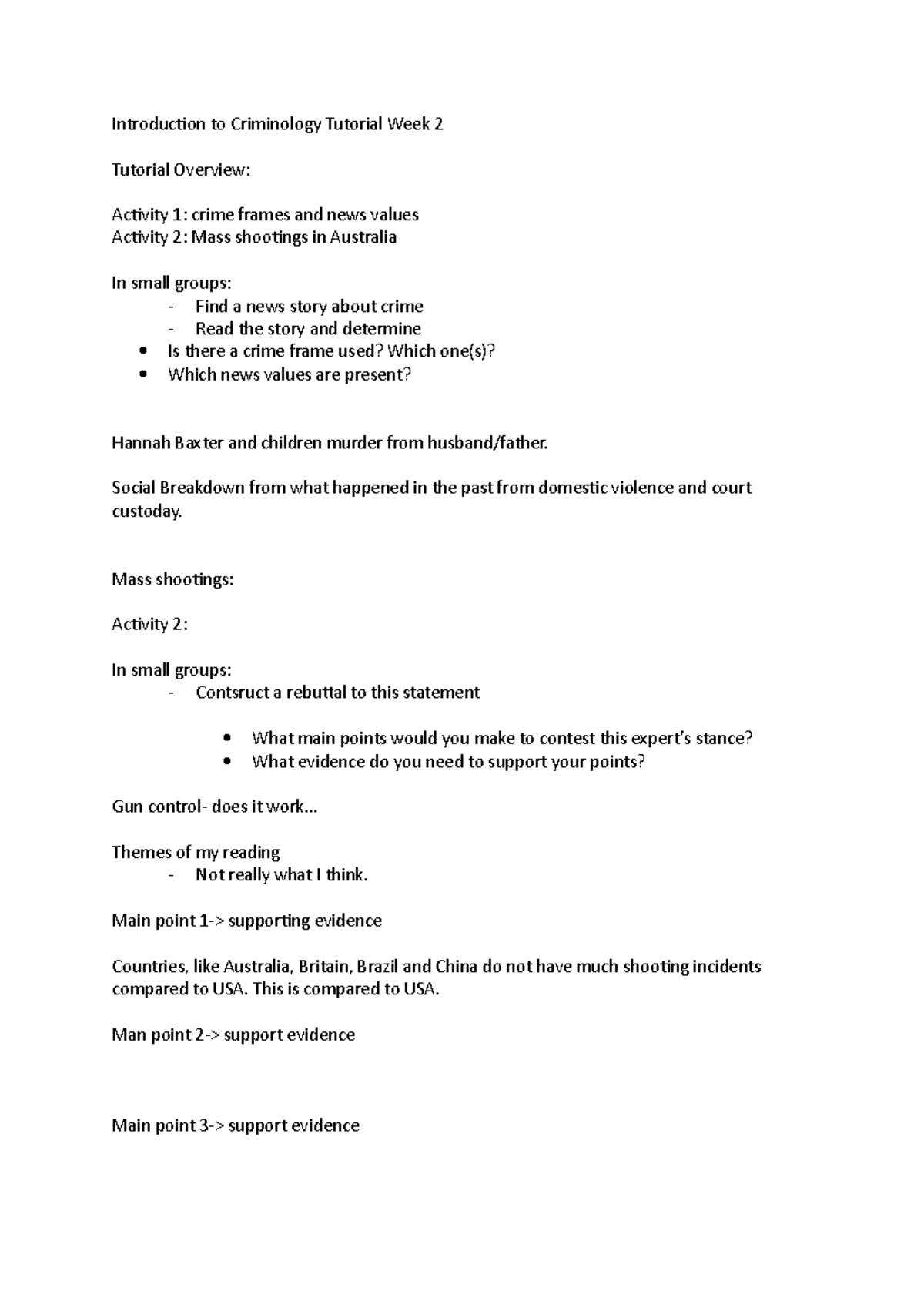 Introduction to Criminology Tutorial Week 2 - Social Breakdown from ...