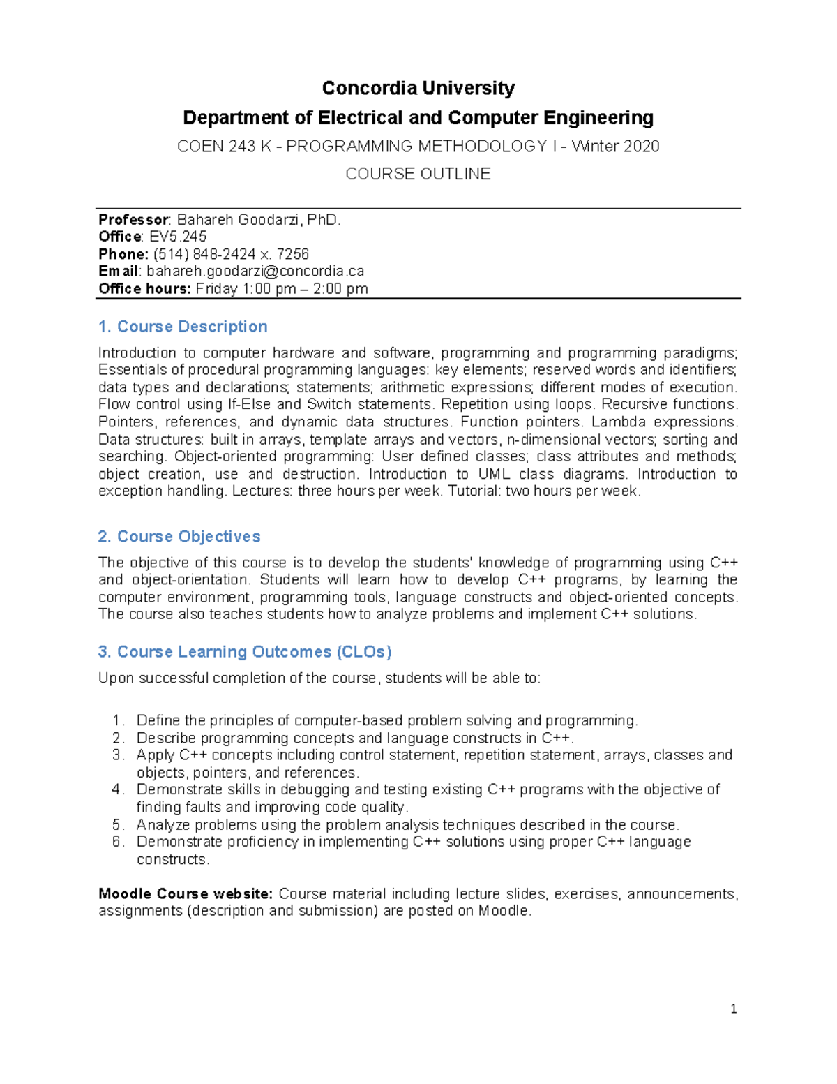 Coen243 courseoutline W20 - Concordia University Department of ...
