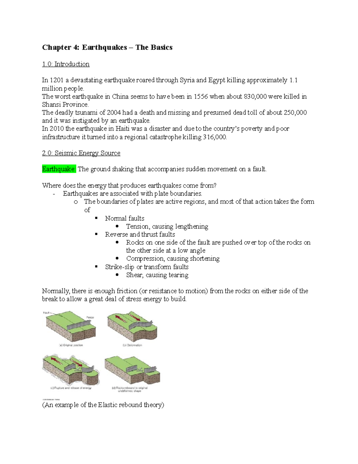 2240f chap 4 - earths - Chapter 4: Earthquakes – The Basics 1 ...