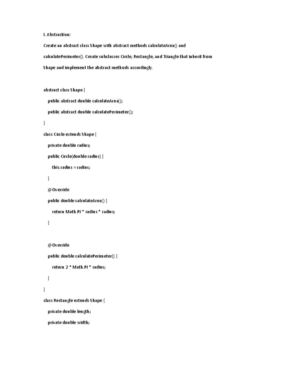 Tutorial 5 APP - given by faculty - I. AbstracƟon: Create an abstract ...