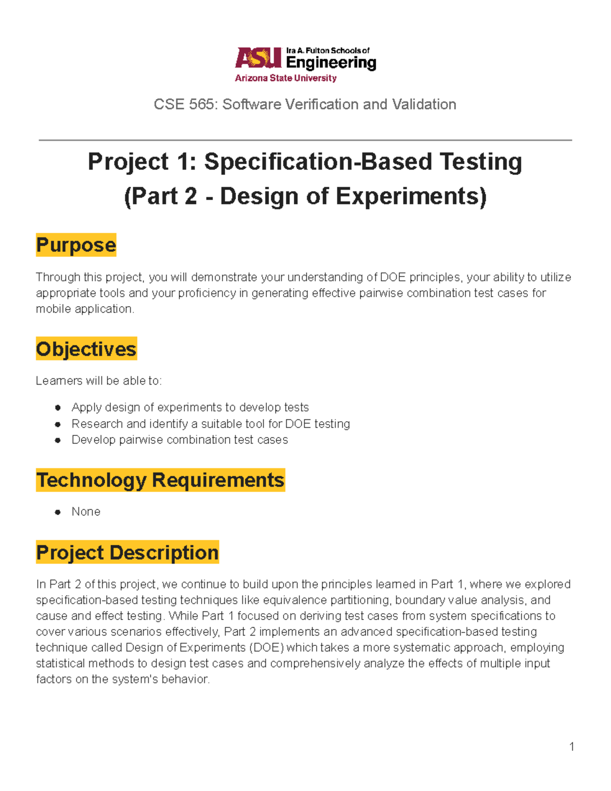 Project 1 part 2 - N/A - CSE 565: Software Verification and Validation Project 1: - Studocu