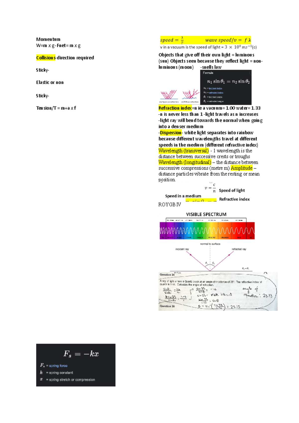 physics-unit-2-cheat-sheet-momentum-w-m-x-g-fnet-m-x-g-collisions