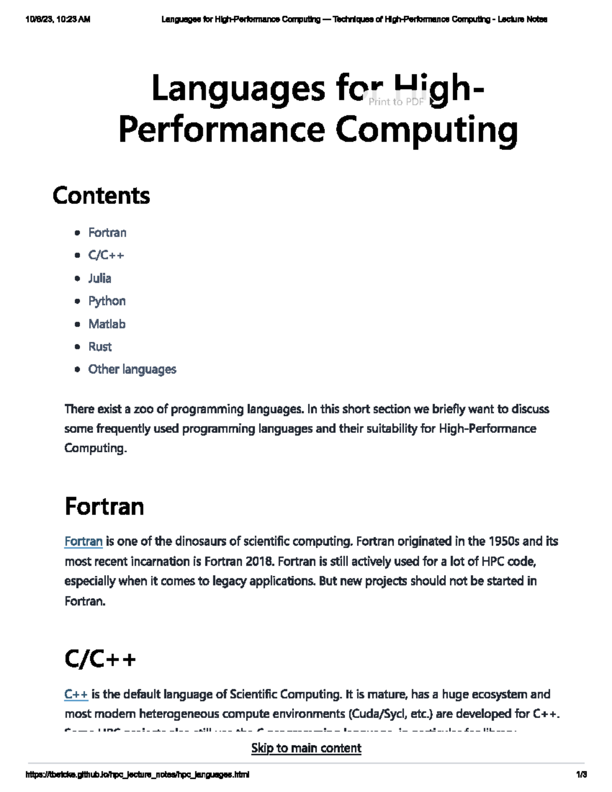Languages for High-Performance Computing - PHAS0102 - Studocu