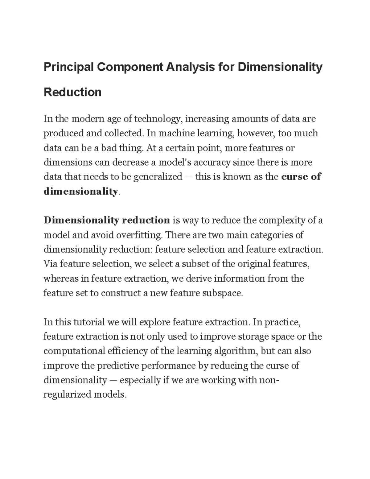 PCA for Dimensionality Reduction - Principal Component Analysis for ...