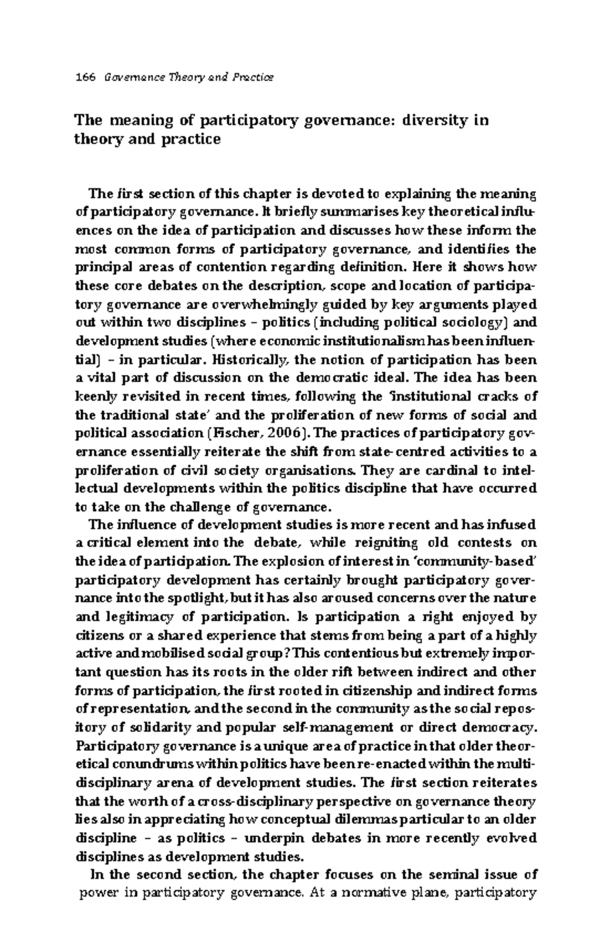 Governance - The meaning of participatory governance - 166 Governance ...