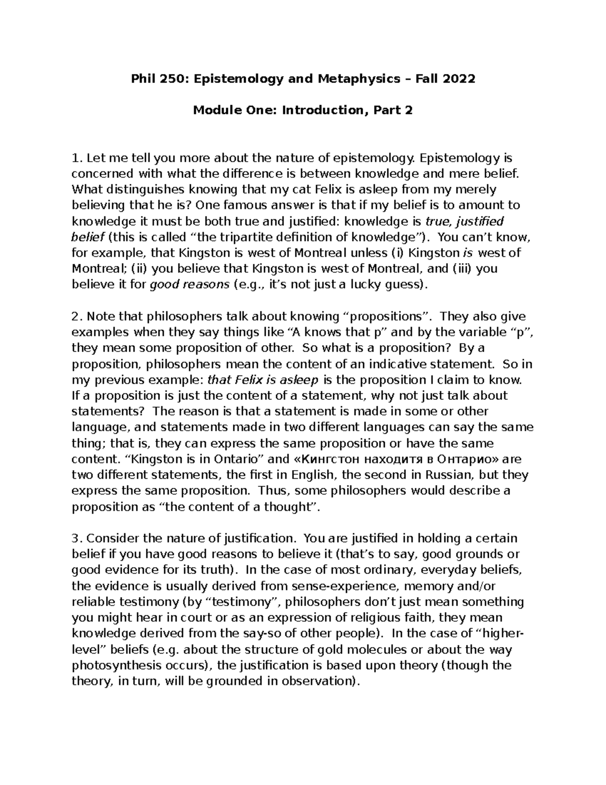 PHIL-250 2022 Module 1 Part 2 - Phil 250: Epistemology and Metaphysics ...