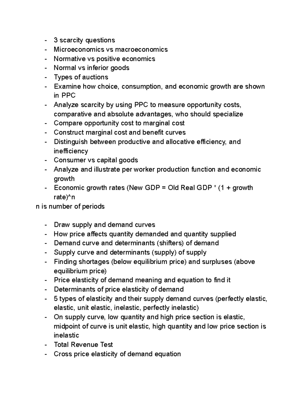 1st exam objectives - The notes were taken in ECON-B 251 taught by ...