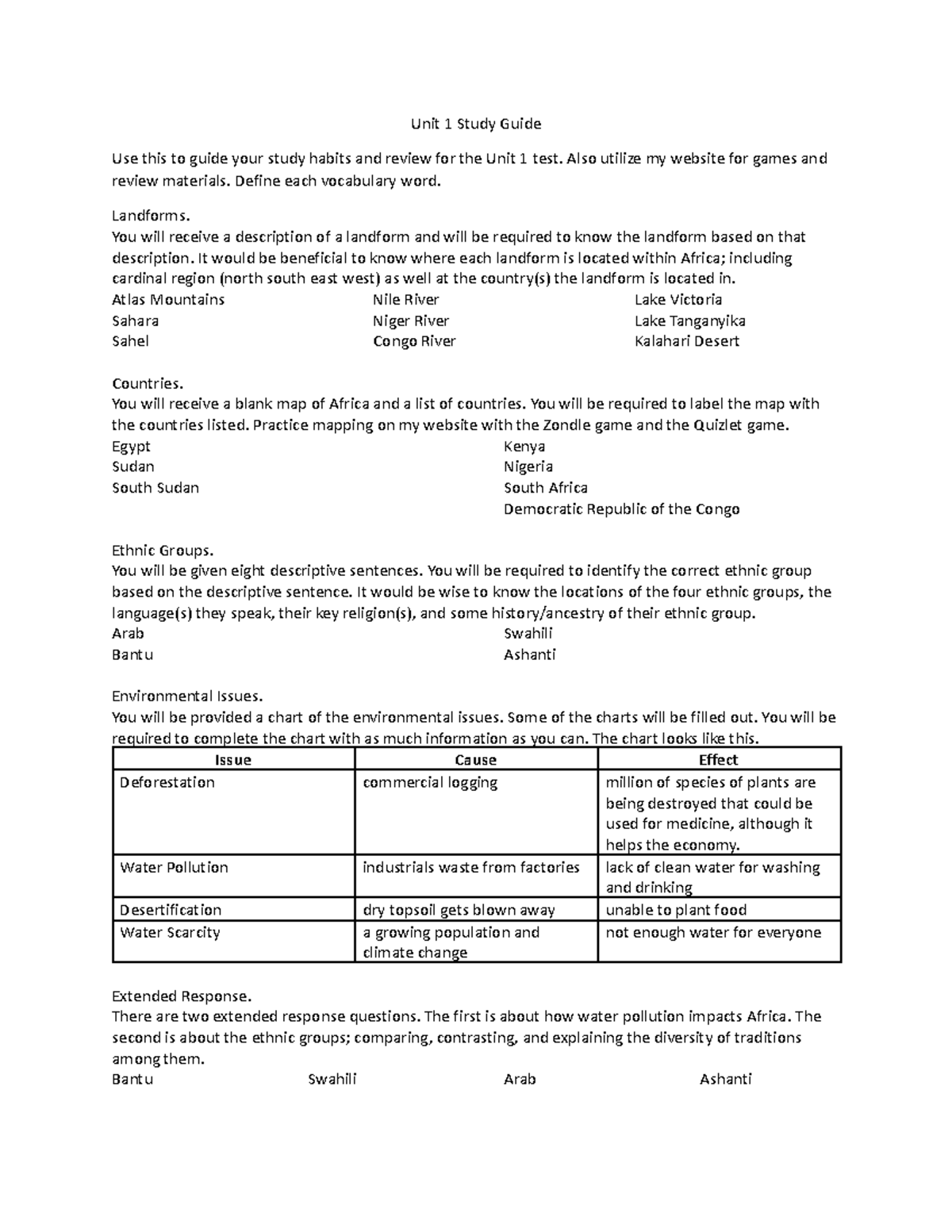 social studies study guide - Unit 1 Study Guide Use this to guide your ...