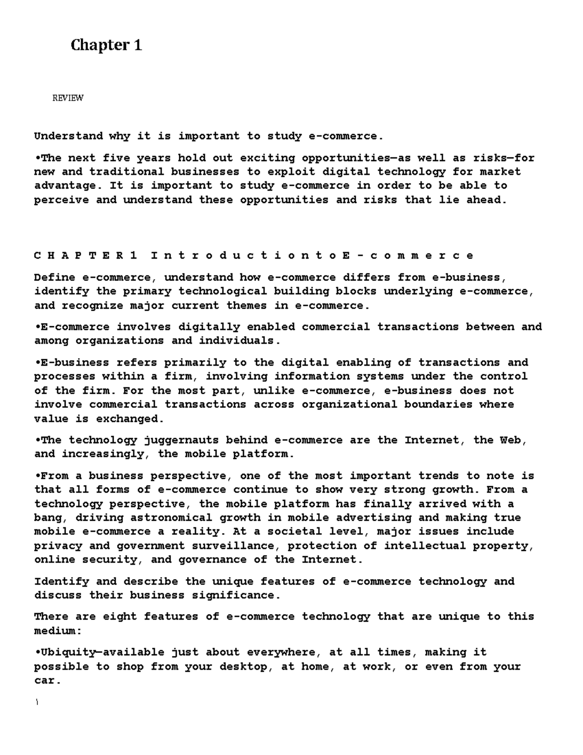 Chapter 1 E Business 1 Chapter 1 1 Review Understand Why It Is