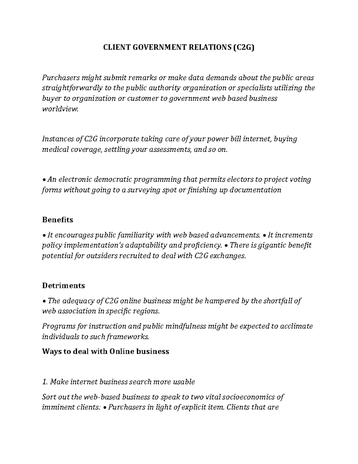 Client Government Relations - CLIENT GOVERNMENT RELATIONS (C2G ...