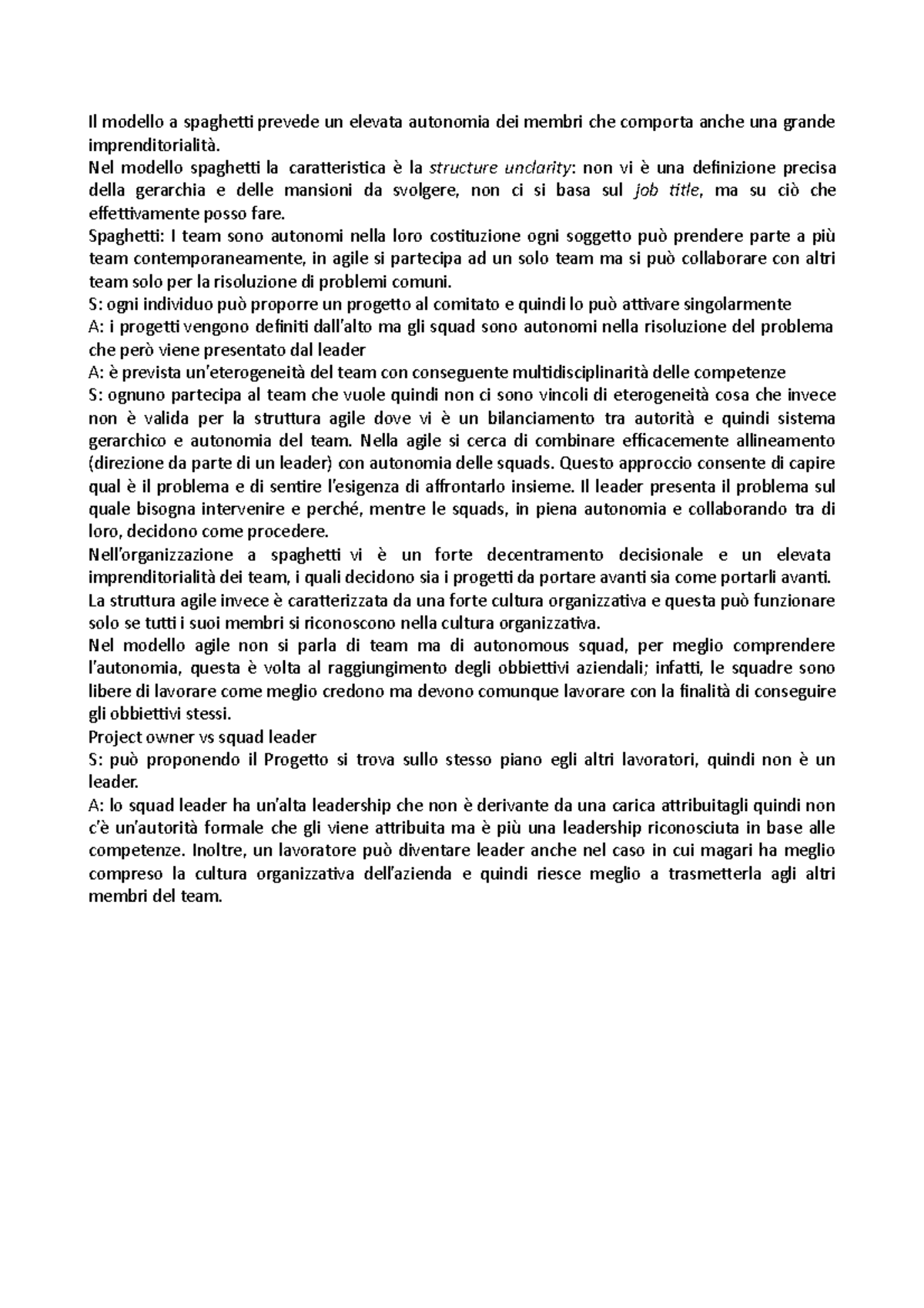 Spaghetti vs Agile professor mascia, appunti di lezione - Il modello a ...