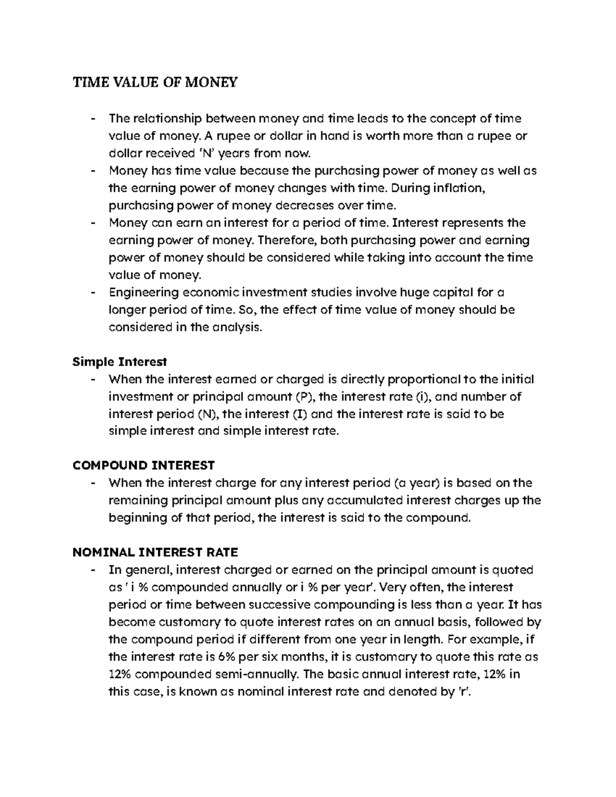 TIME Value OF Money - Engineering Economy: Chapter 2 notes - TIME VALUE ...