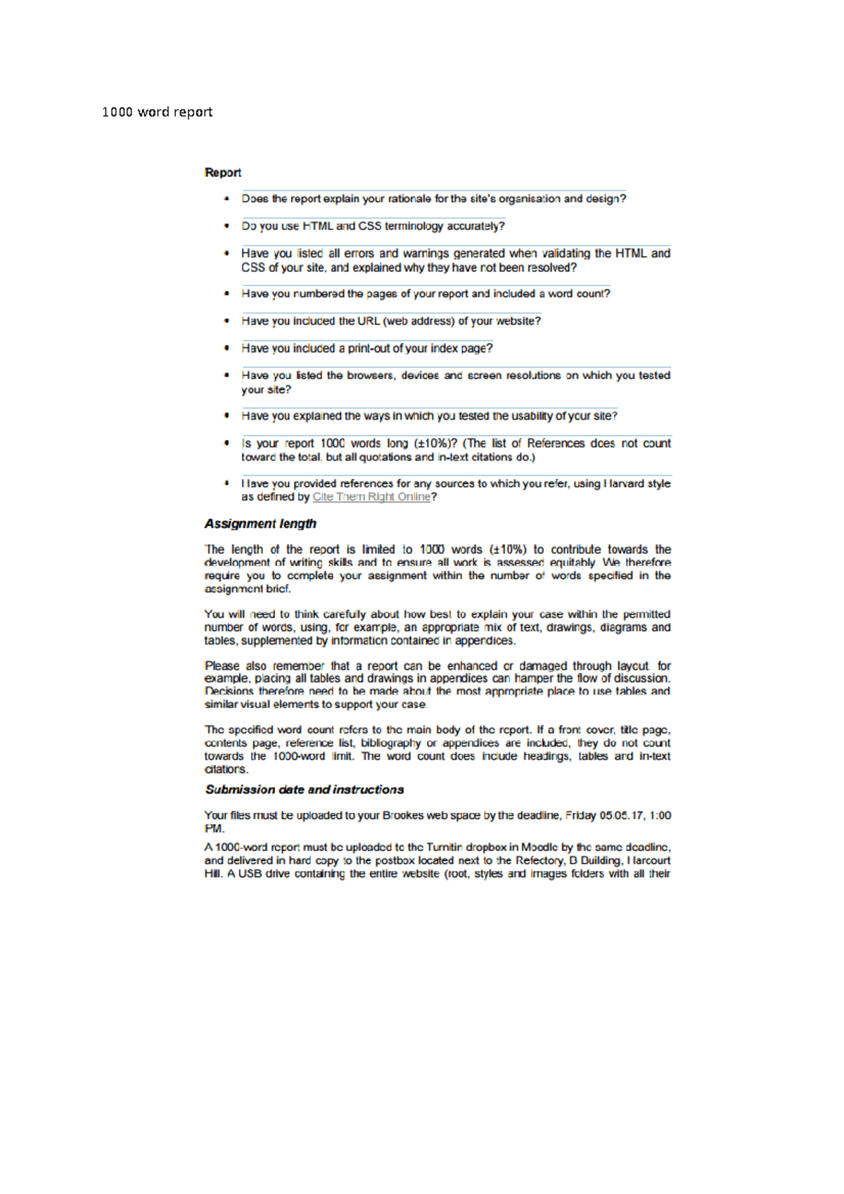 1000 word report - Report Does the report explain your rationale for ...