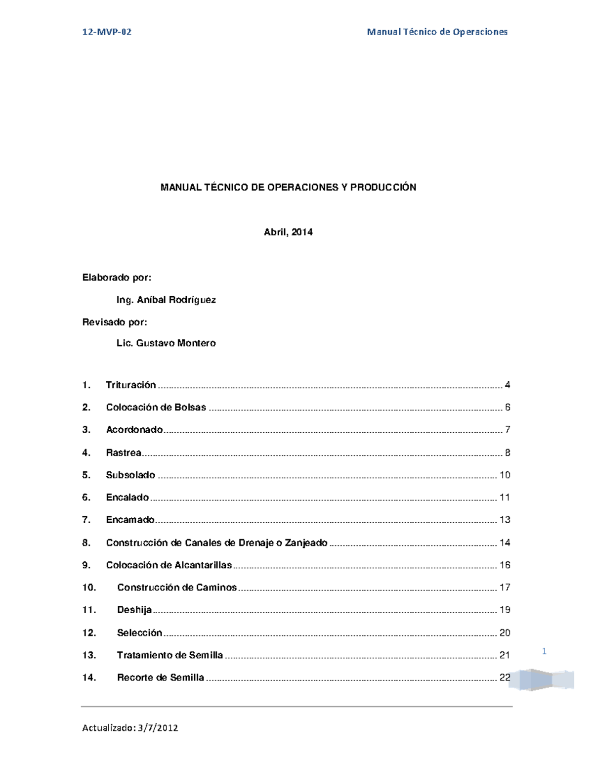 Manual Técnico Operativo MLP 140424 - MANUAL TÉCNICO DE OPERACIONES Y ...