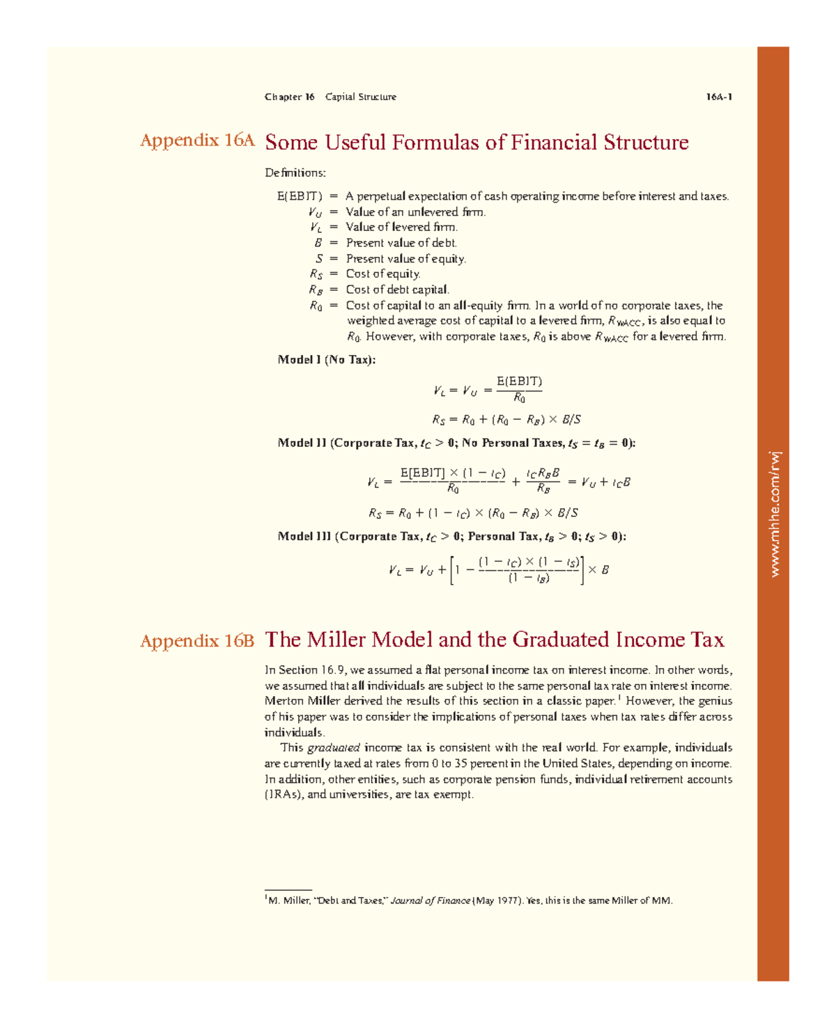 Chapter 16 app - corp fin - Chapter 16 Capital Structure 16A- Some ...