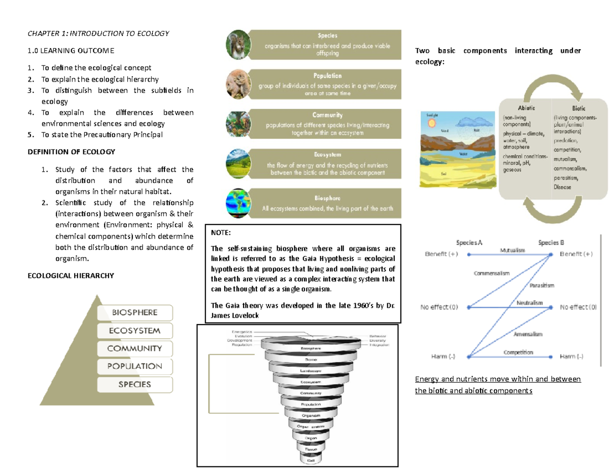 CHAPTER 1 BIO464 SHORT NOTES TO BE READ - CHAPTER 1: INTRODUCTION TO ...