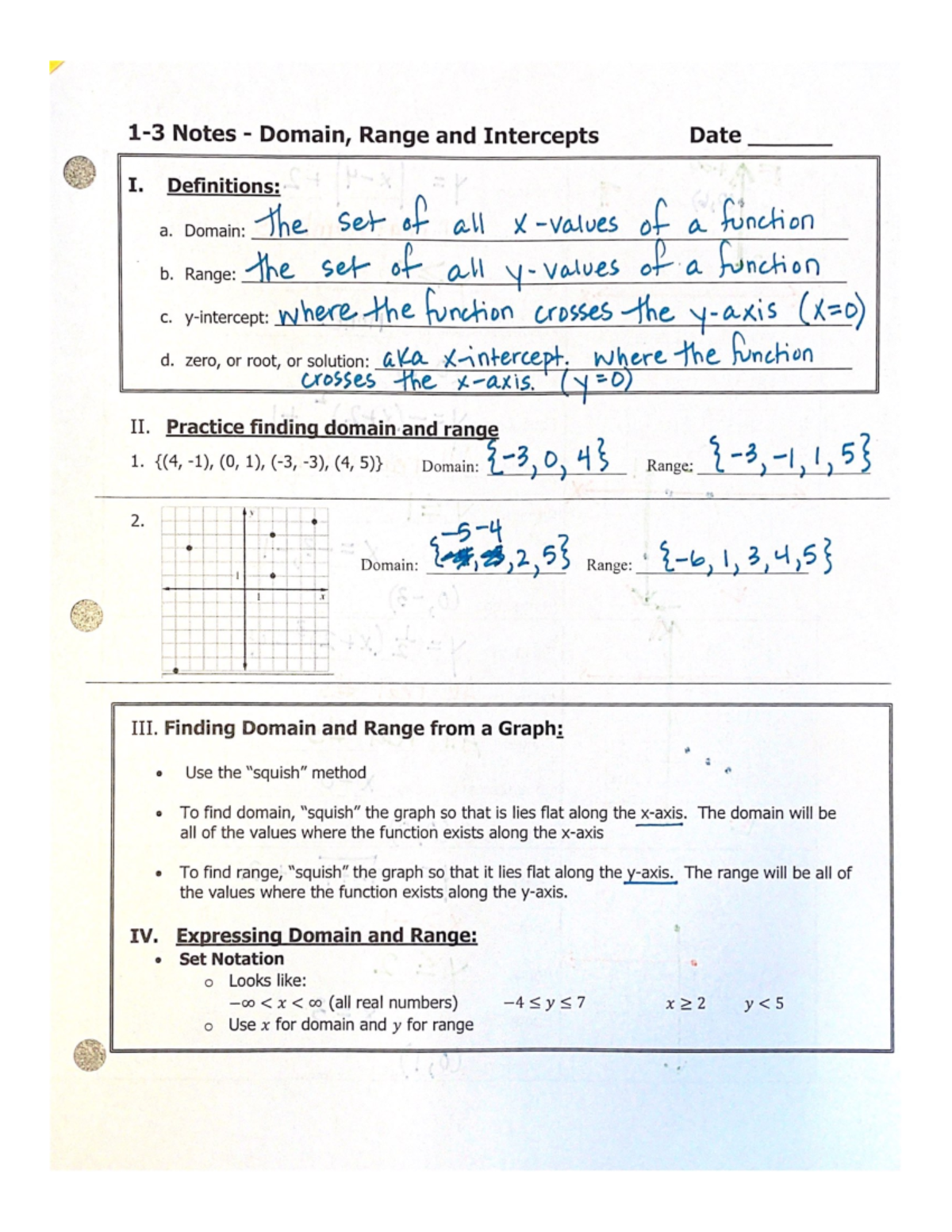 Function Families and Transformational Graphing+Notes+KEY+-+Domain ...