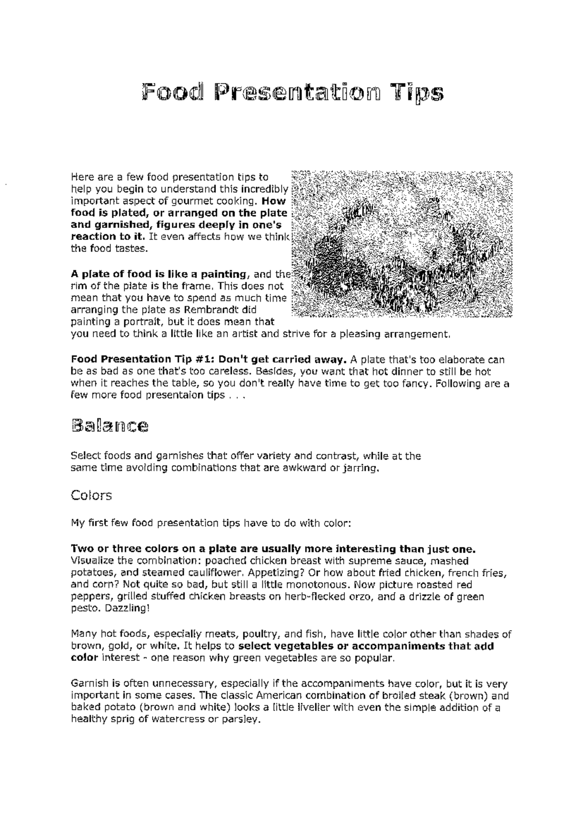 Food presentation Tips - Studocu