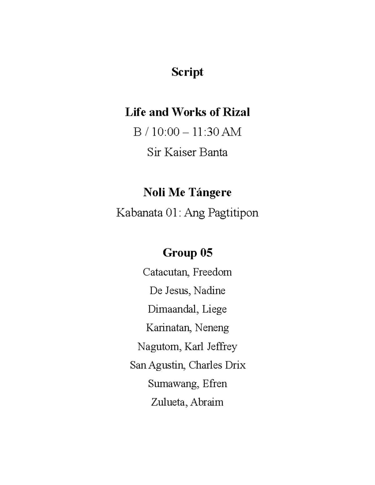 Script - Group 05 - Please give me as much as possible - Script Life ...
