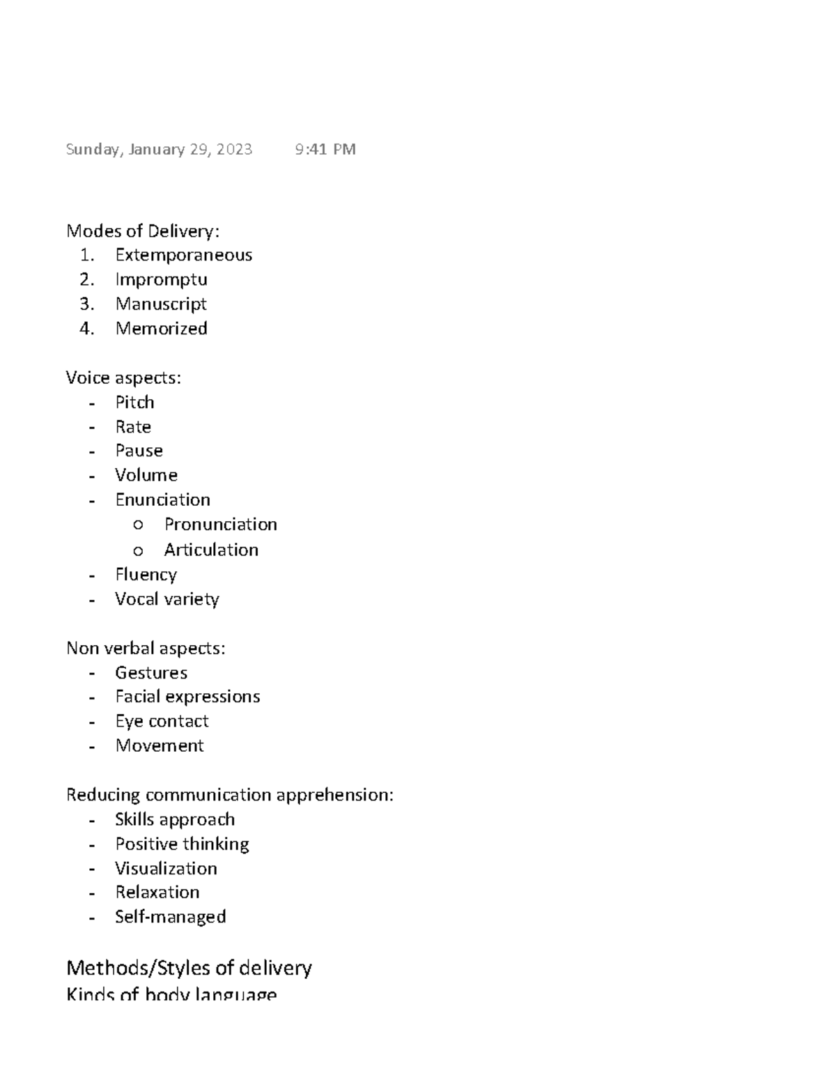 Chpater 3 - Notes from presentations and lectures - Modes of Delivery ...