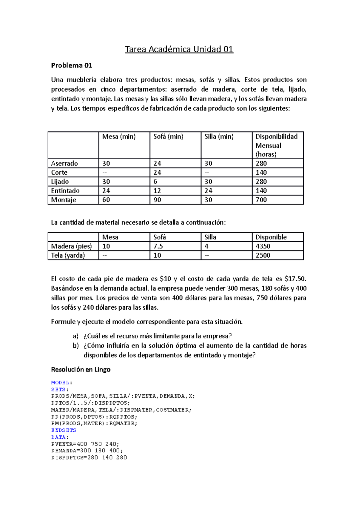 Práctica Calificada 01 - INV. OPER - Investigación operativa - UTP ...