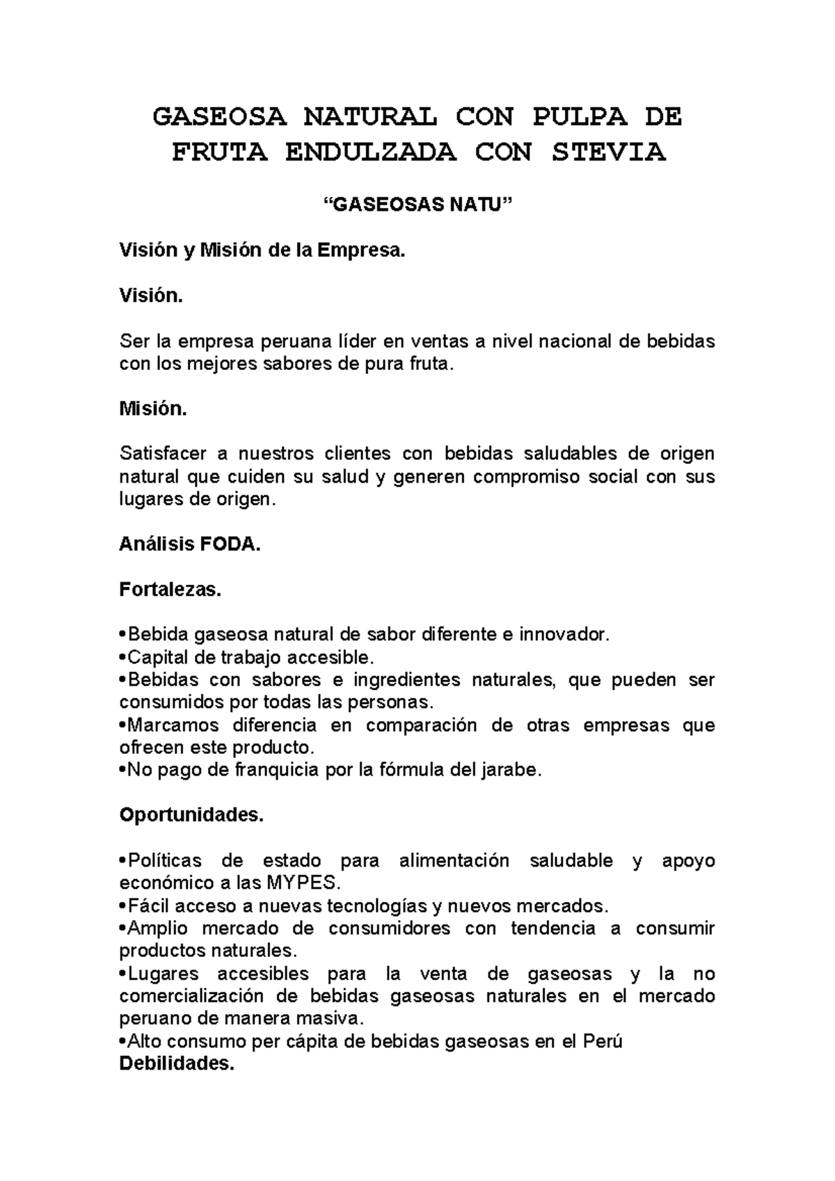 Leonev Salazar Lanzamiento de un nuevo producto - GASEOSA NATURAL CON ...