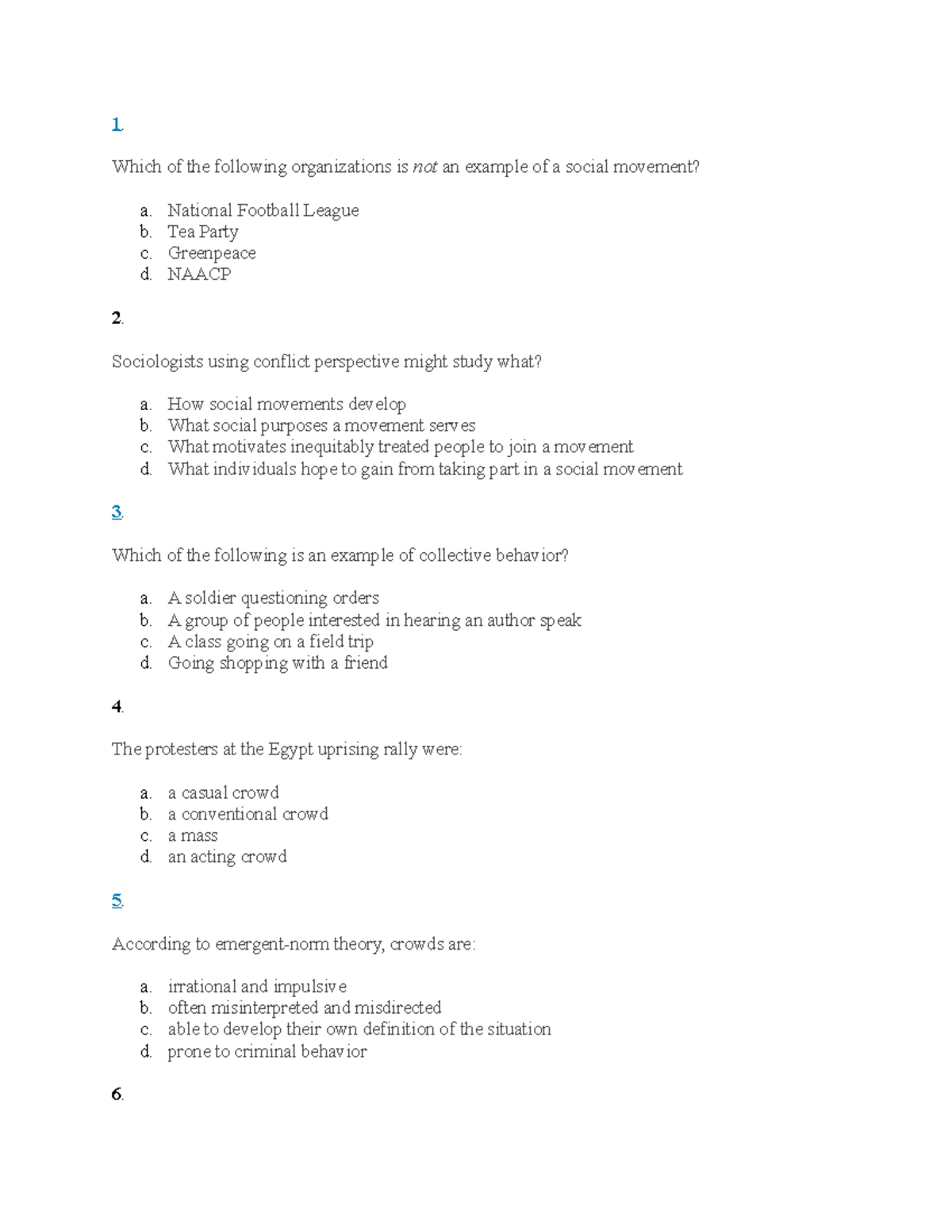 Quiz on social movement and social change - 1. Which of the following ...