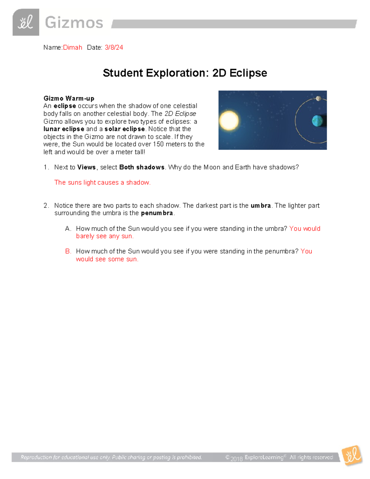 2DEclipse SE Warm Up Activity A - 2018 Name:Dimah Date: 3/8/ Student ...