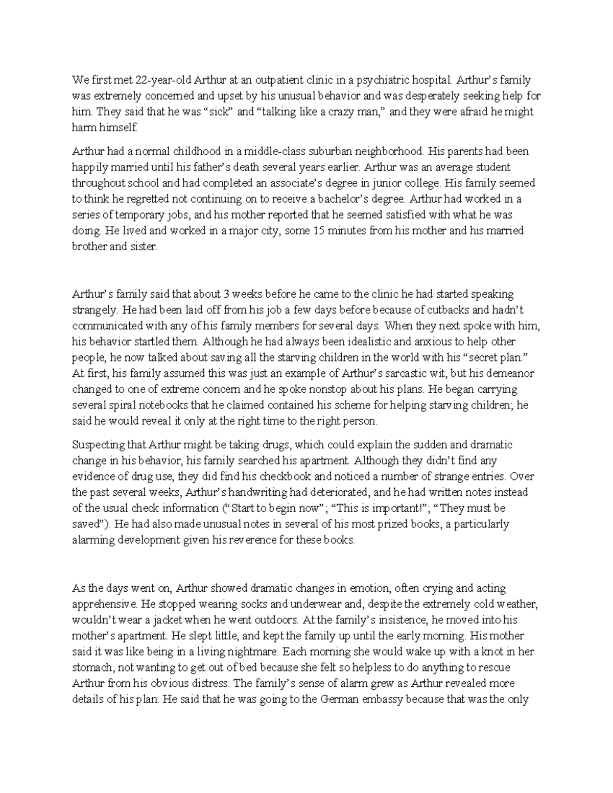 Case of Arthur - case - We first met 22-year-old Arthur at an ...