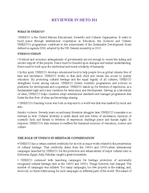 HETO Prelims Reviewer - Chapter 1: UNESCO United Nations Educational ...