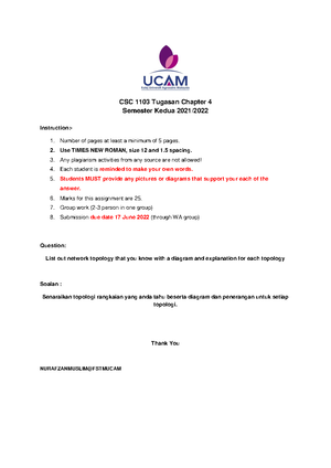 Lab Assignment 1 - Latihan Amali - COMPUTERS AND INFORMATION PROCESSING CSC LAB ASSIGNMENT (10% ...