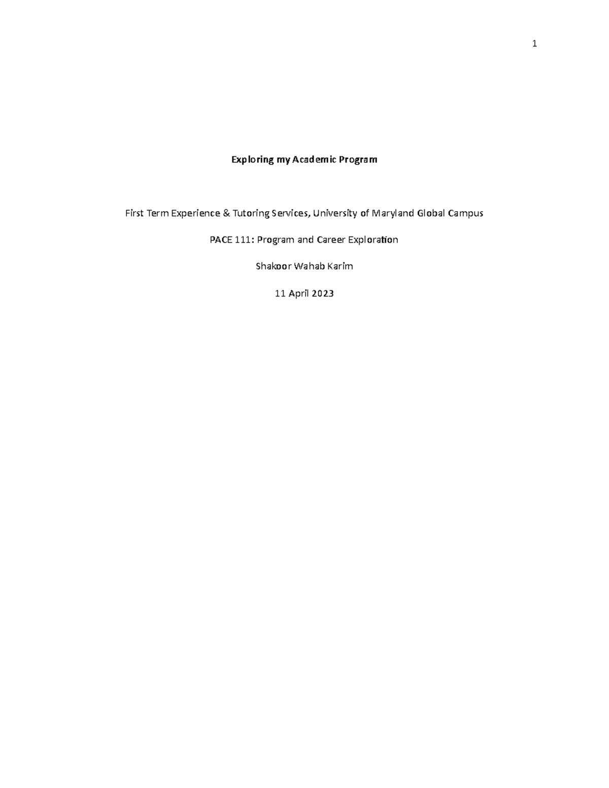 Unit 4 Assignment Template finished - 1 Exploring my Academic Program ...
